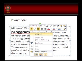 MS Word introduction document for beginners. | PPTX
