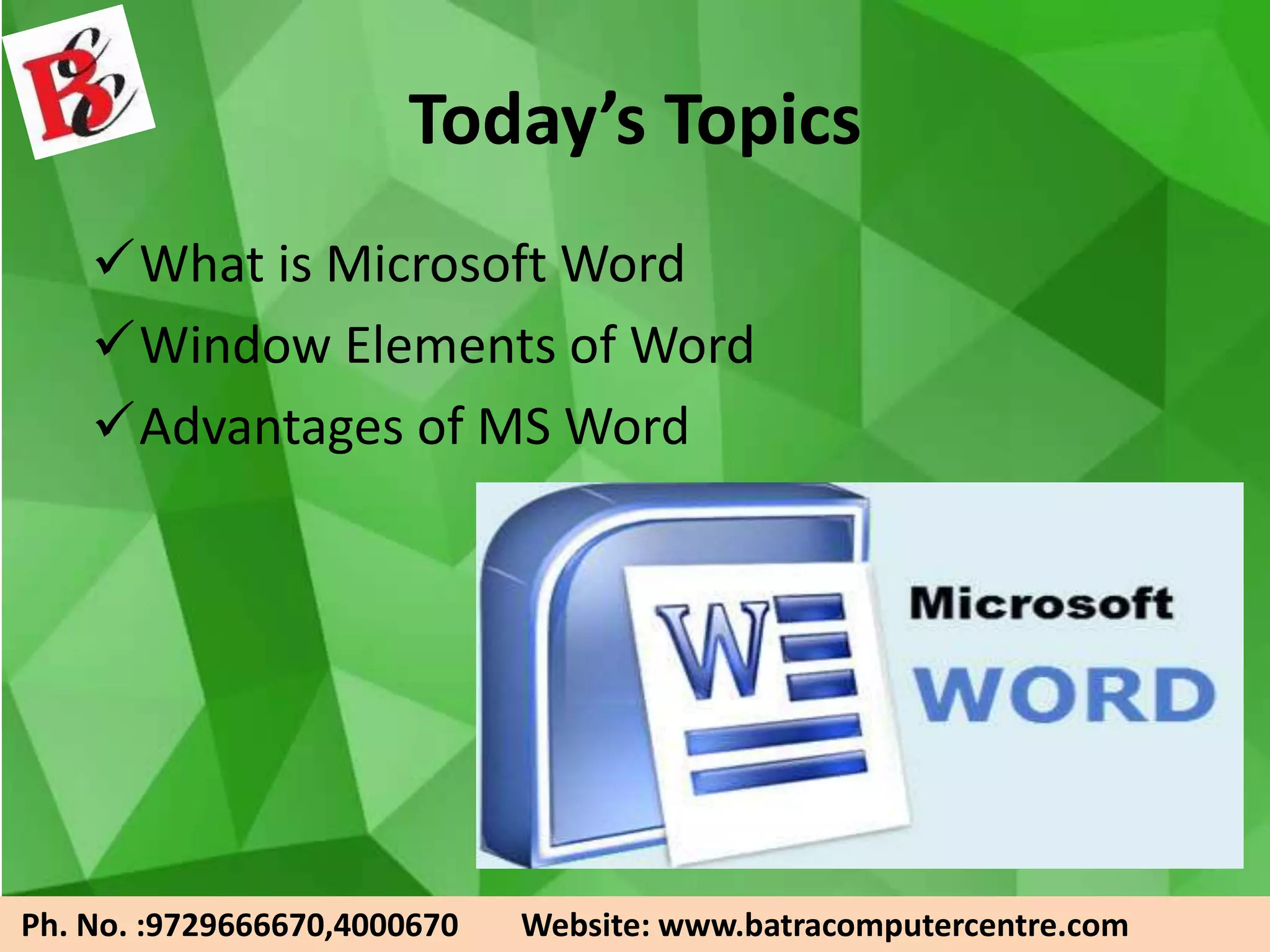 MS-Word Training in Ambala ! Batra Computer Centre | PPT