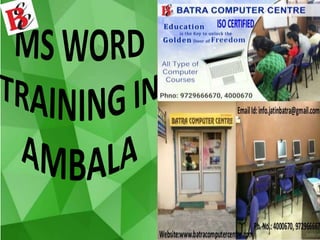 MS-Word Training in Ambala ! Batra Computer Centre | PPT