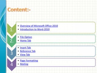 Ms word 2010 by sachin sharma | PPTX