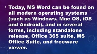 MS WORD.pptx intoduction to ms word software | PPTX