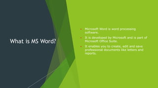 Ms word module 1 | PPTX