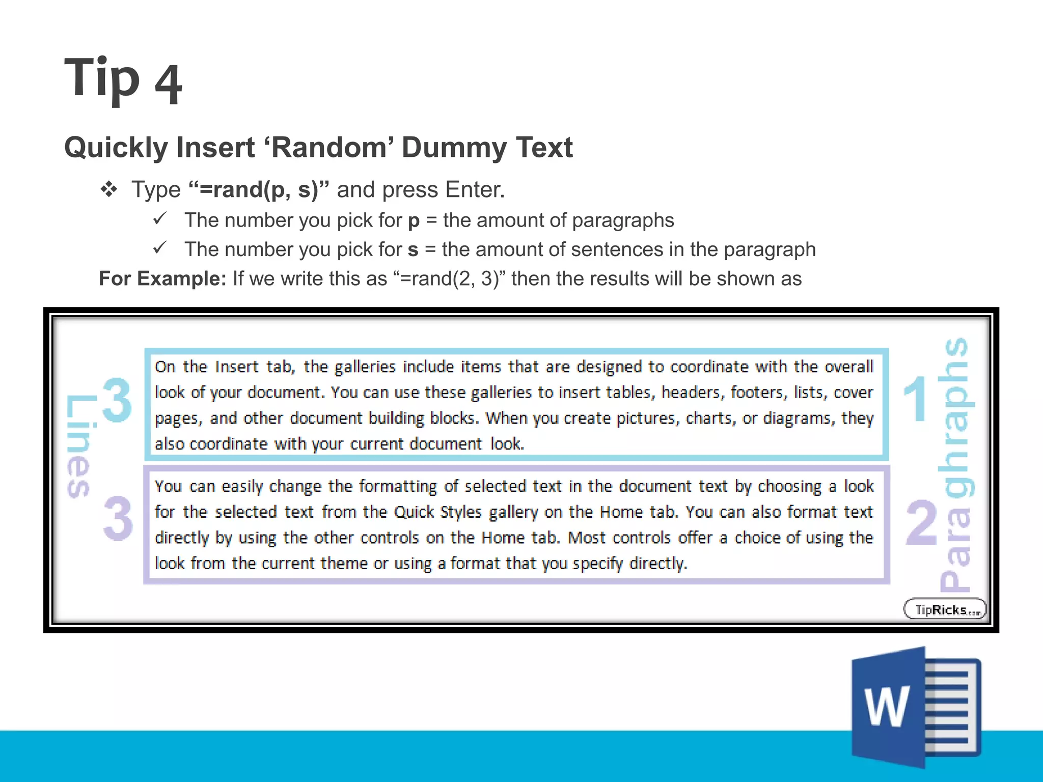Ms Word Useful Tips Presentation - Muhammad Tahir Habib | PPTX