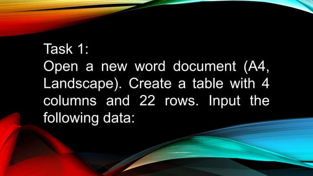 MS Word - Table (Task 1 - Office Supplies).pptx | Desktop Publishing ...