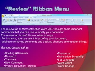 Language Menu Word 2007