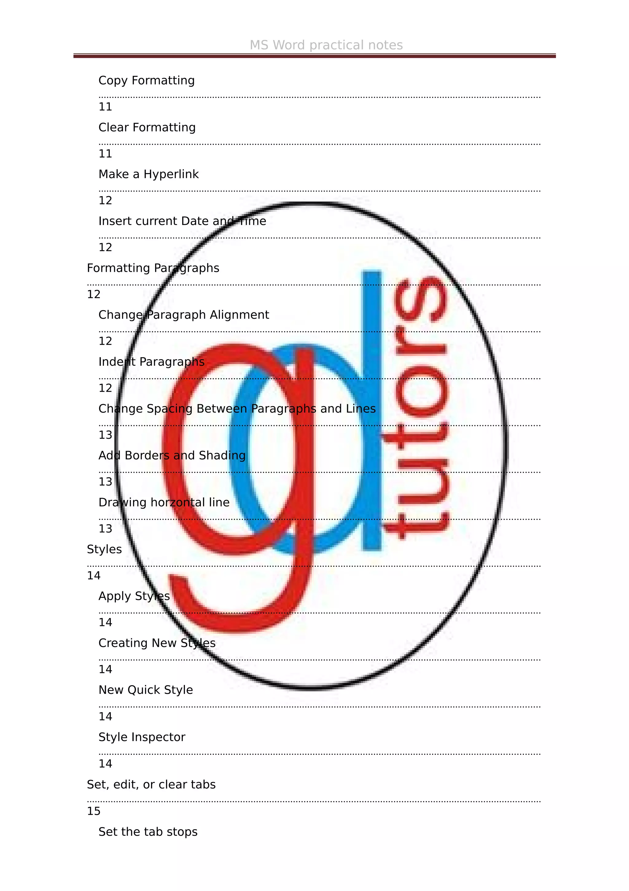 Ms word 2007 practical notes | PDF