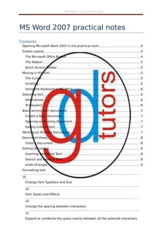 Ms word 2007 practical notes | PDF