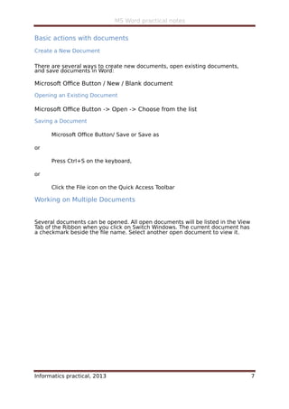 Ms word 2007 practical notes | PDF