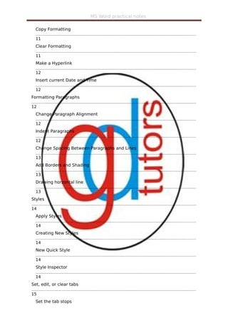 Ms word 2007 practical notes | PDF