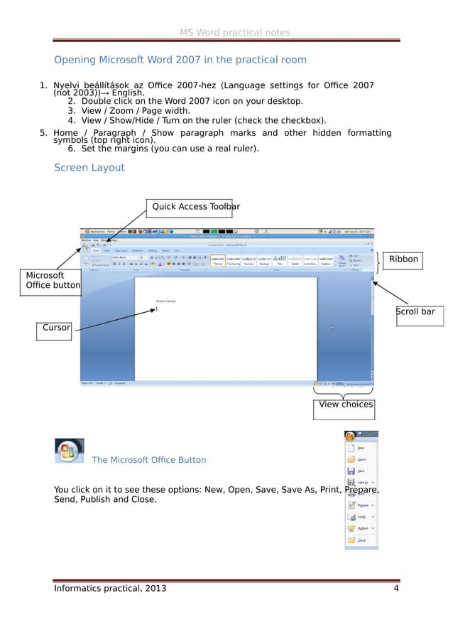 Ms word 2007 practical notes | PDF