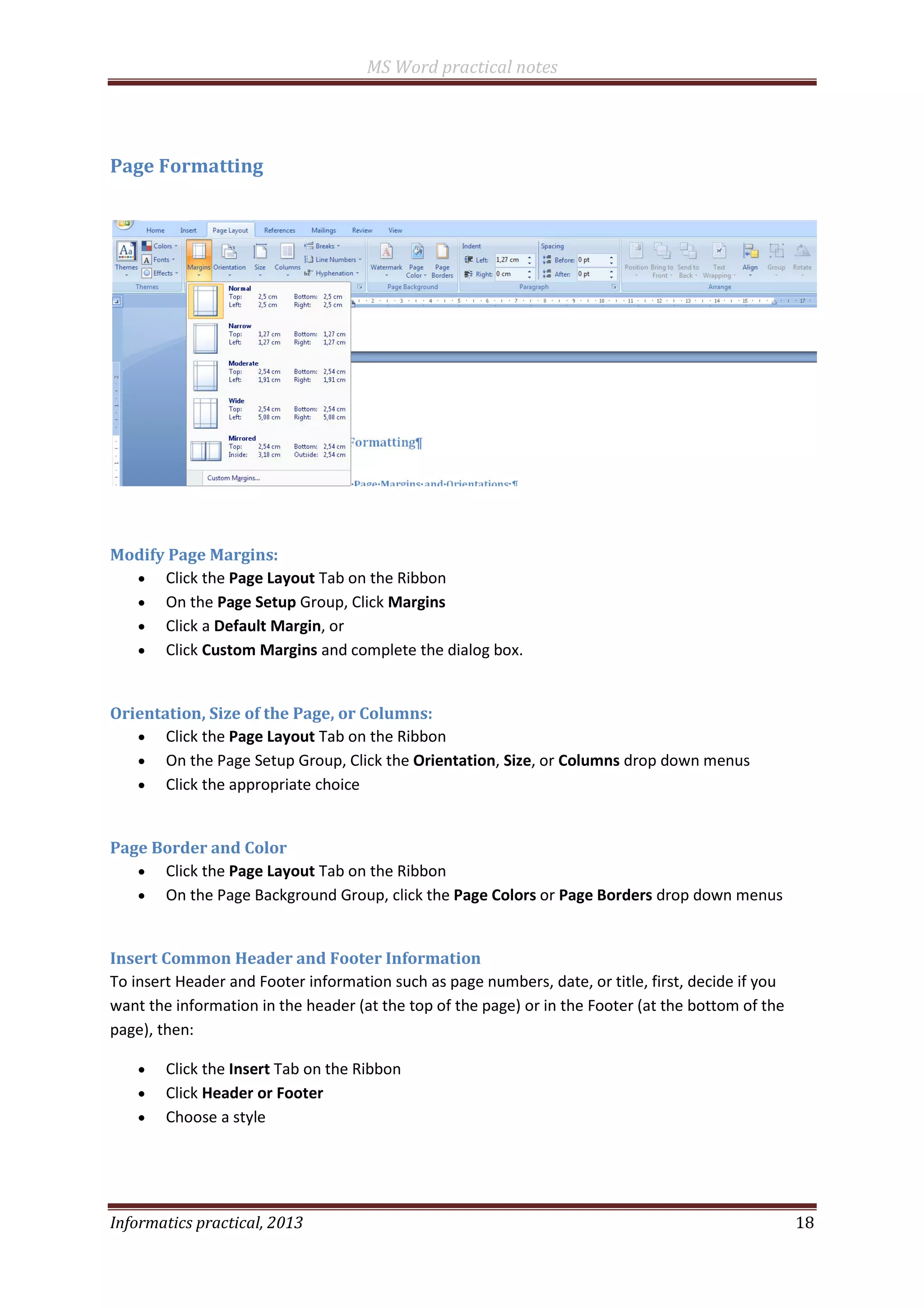 Ms word 2007 practical notes | PDF