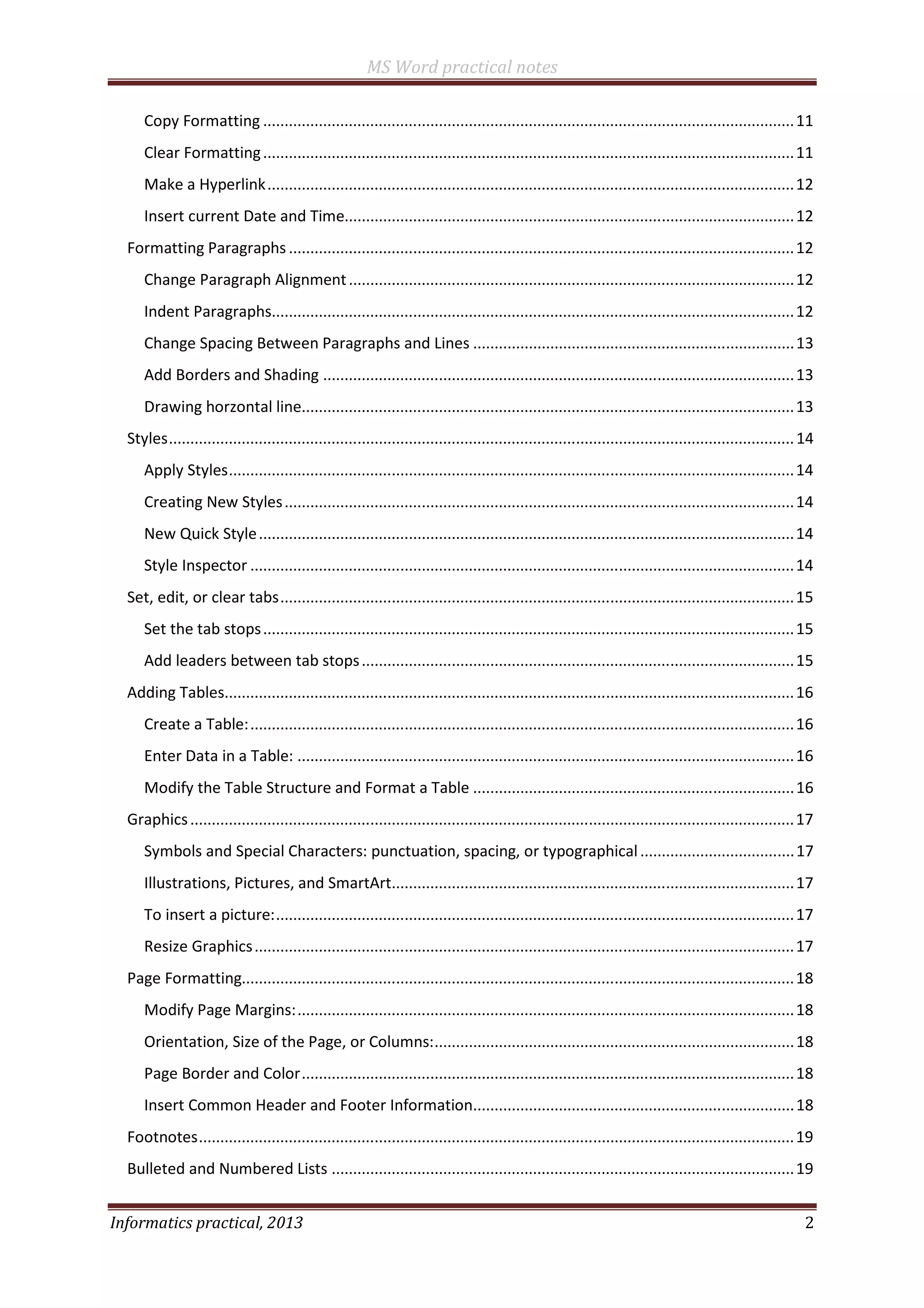 Ms word 2007 practical notes | PDF