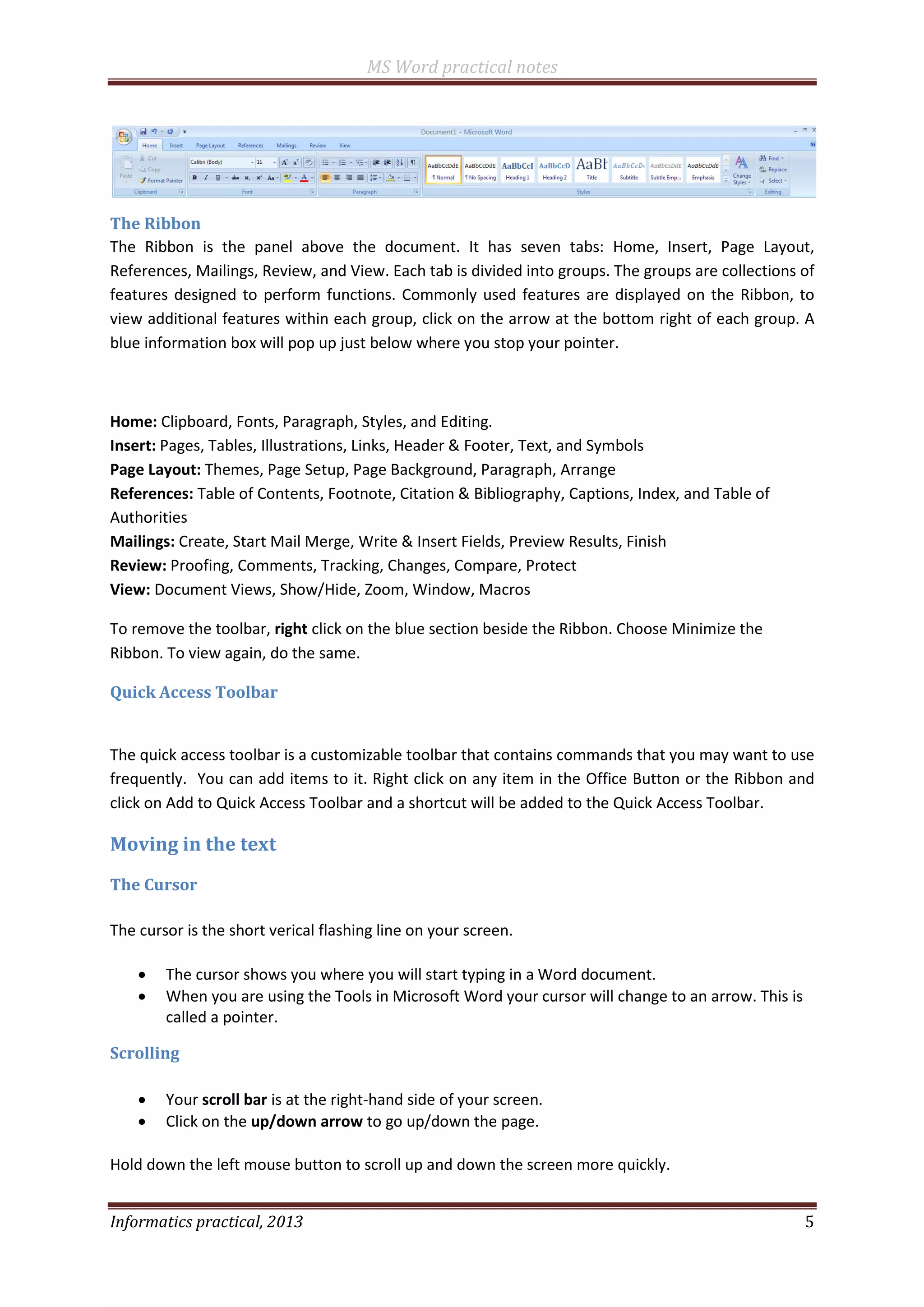 Ms word 2007 practical notes | PDF