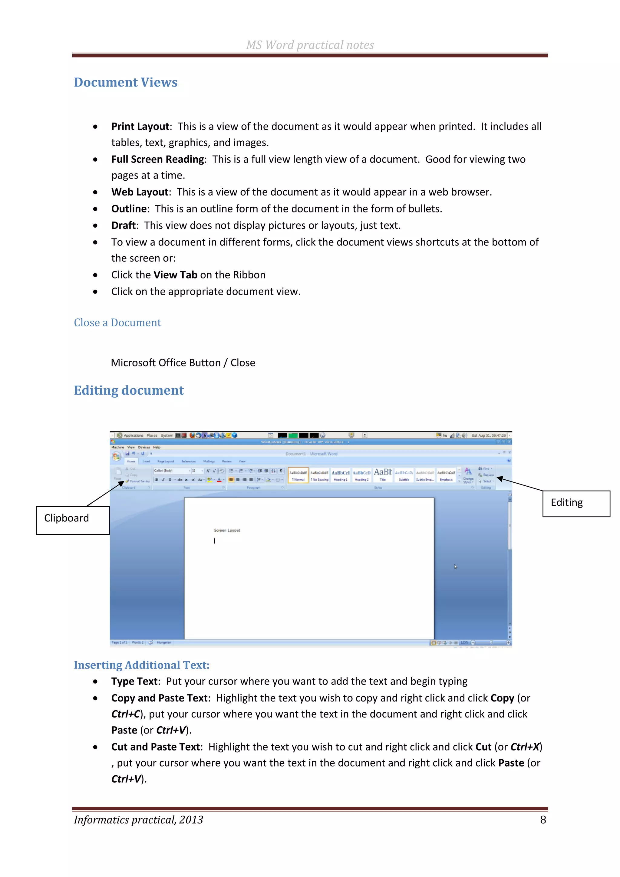 Ms word 2007 practical notes | PDF