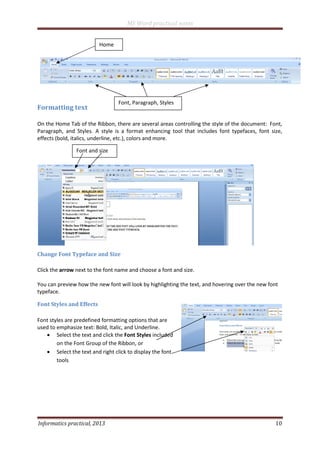 Ms word 2007 practical notes | PDF