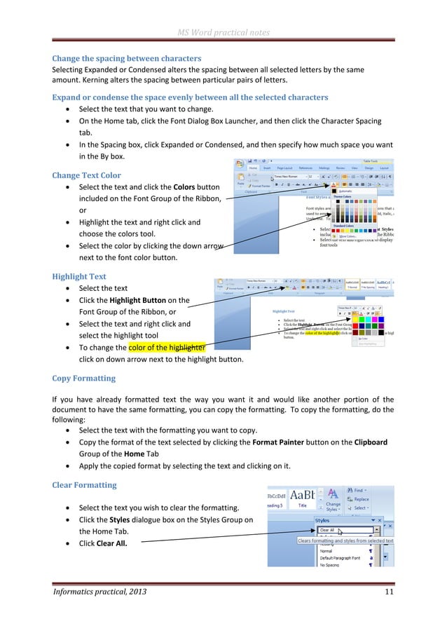 Ms Word 2007 Practical Notes Pdf