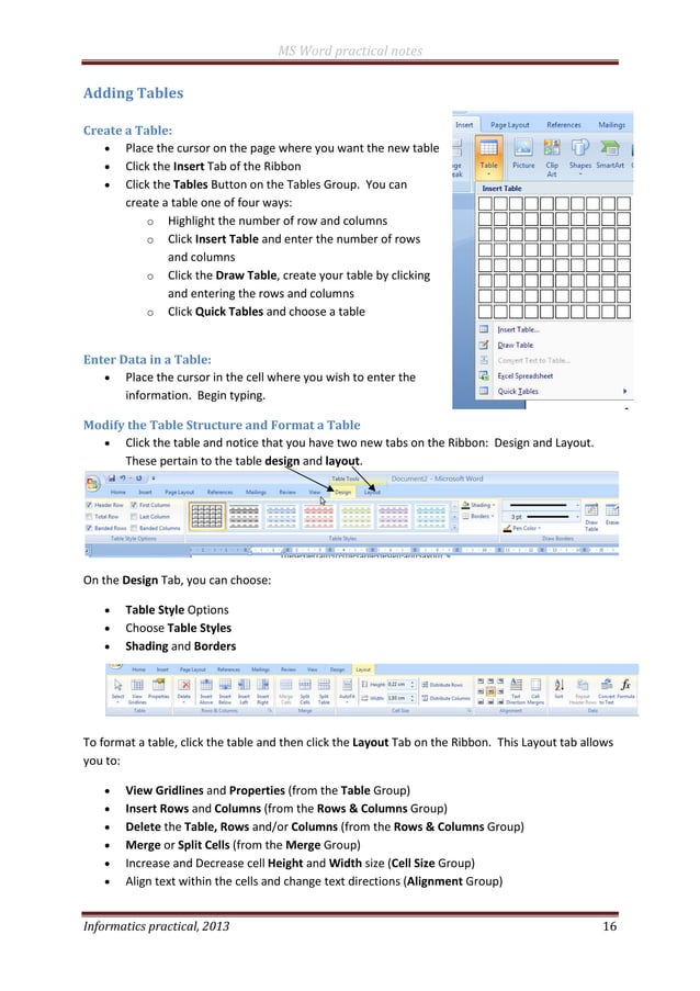 Ms word 2007 practical notes | PDF