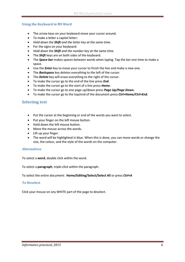 Ms word 2007 practical notes | PDF
