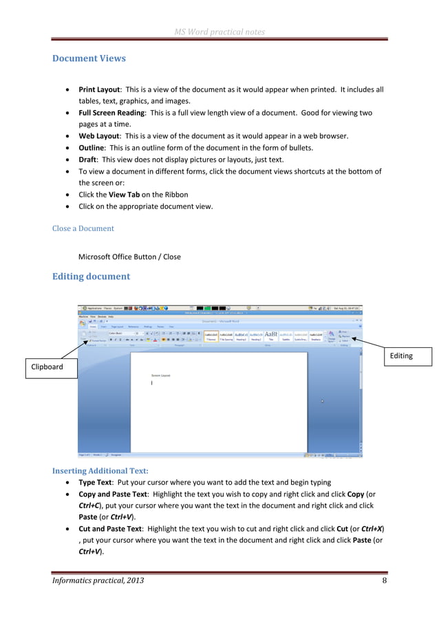 Ms word 2007 practical notes | PDF