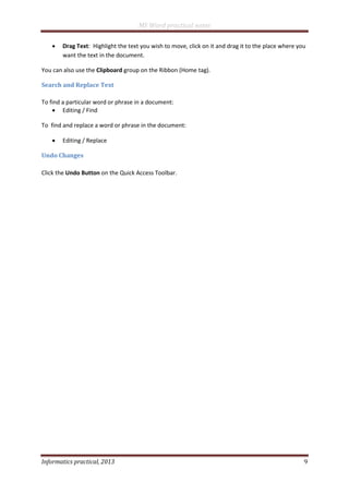 Ms word 2007 practical notes | PDF
