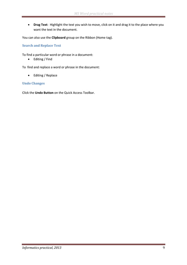 Ms word 2007 practical notes | PDF