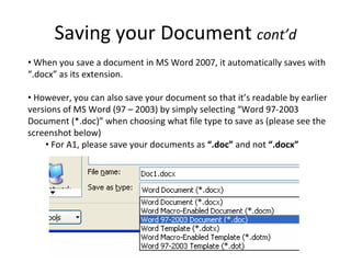 Ms word2007tutorial | PPT
