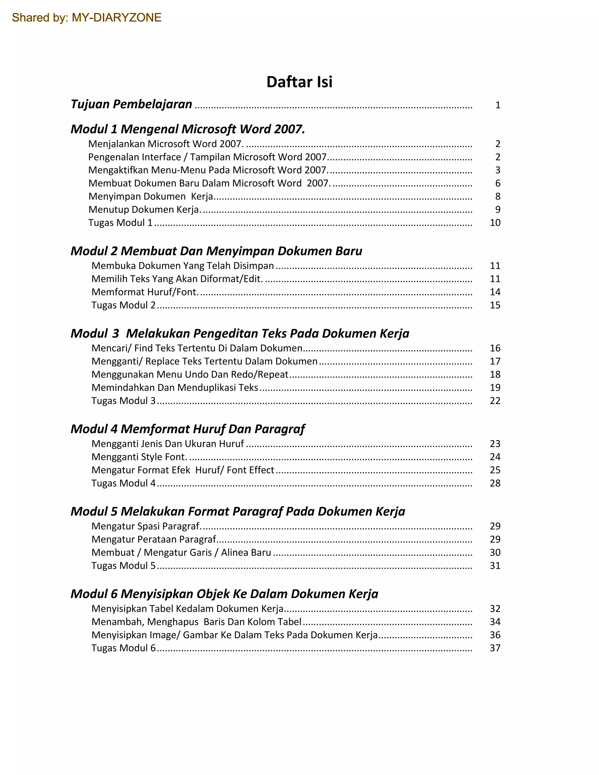 Modul Belajar Ms word | PDF
