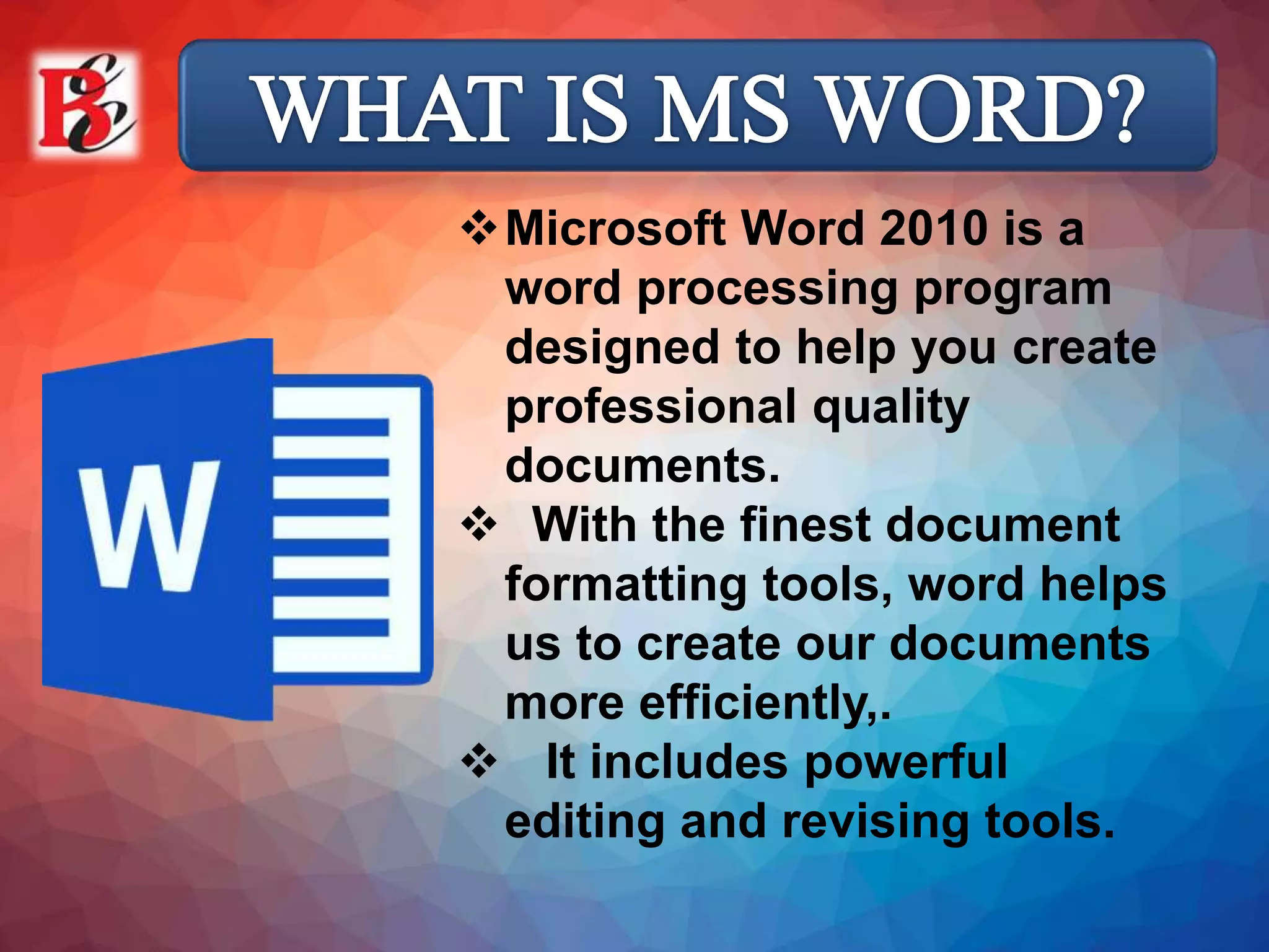Explanation About MS Word And its Various Tabs And Toolbars | PPTX