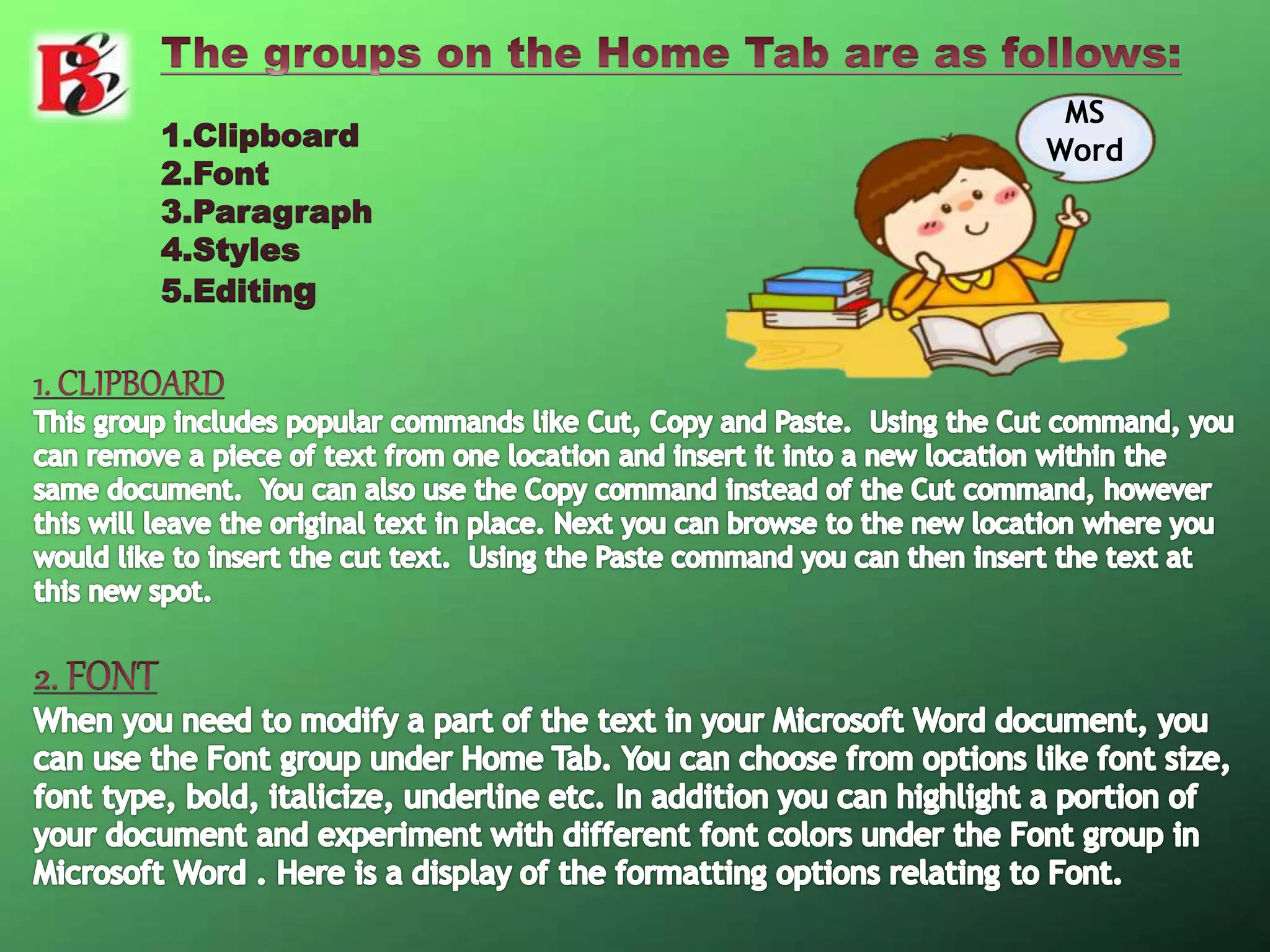 Explanation About MS Word And its Various Tabs And Toolbars | PPTX