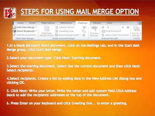 Explanation About MS Word And its Various Tabs And Toolbars | PPTX