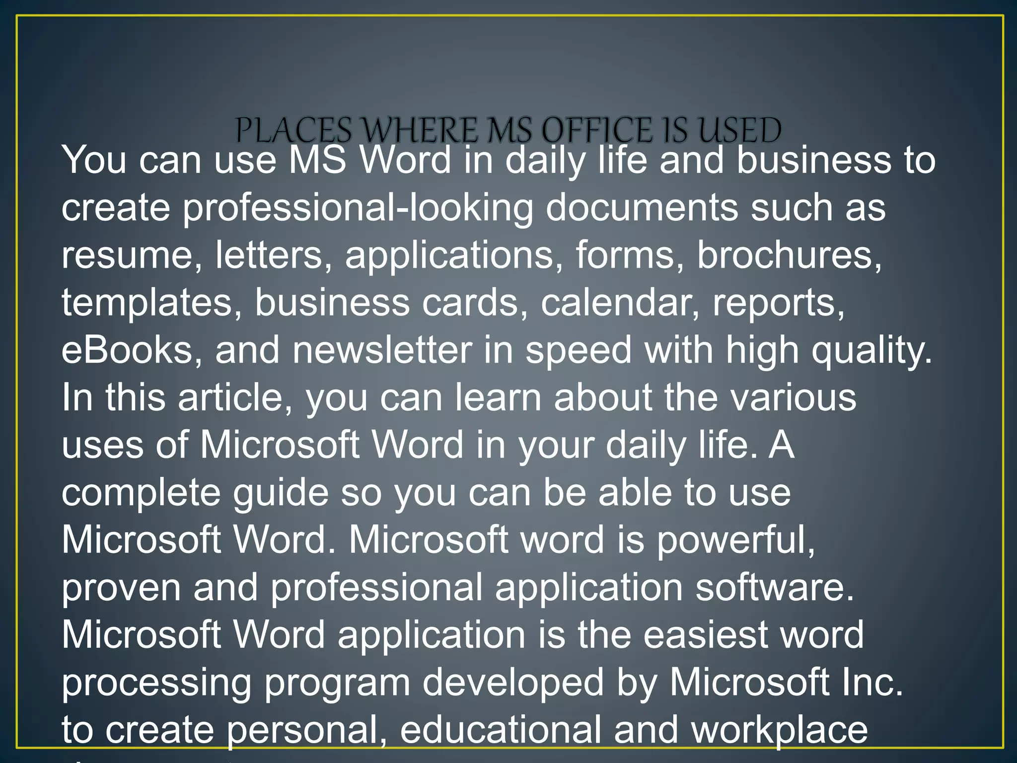 Ms word 2010 | PPTX