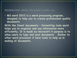 Ms word 2010 | PPTX