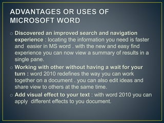 Ms word 2010 | PPTX