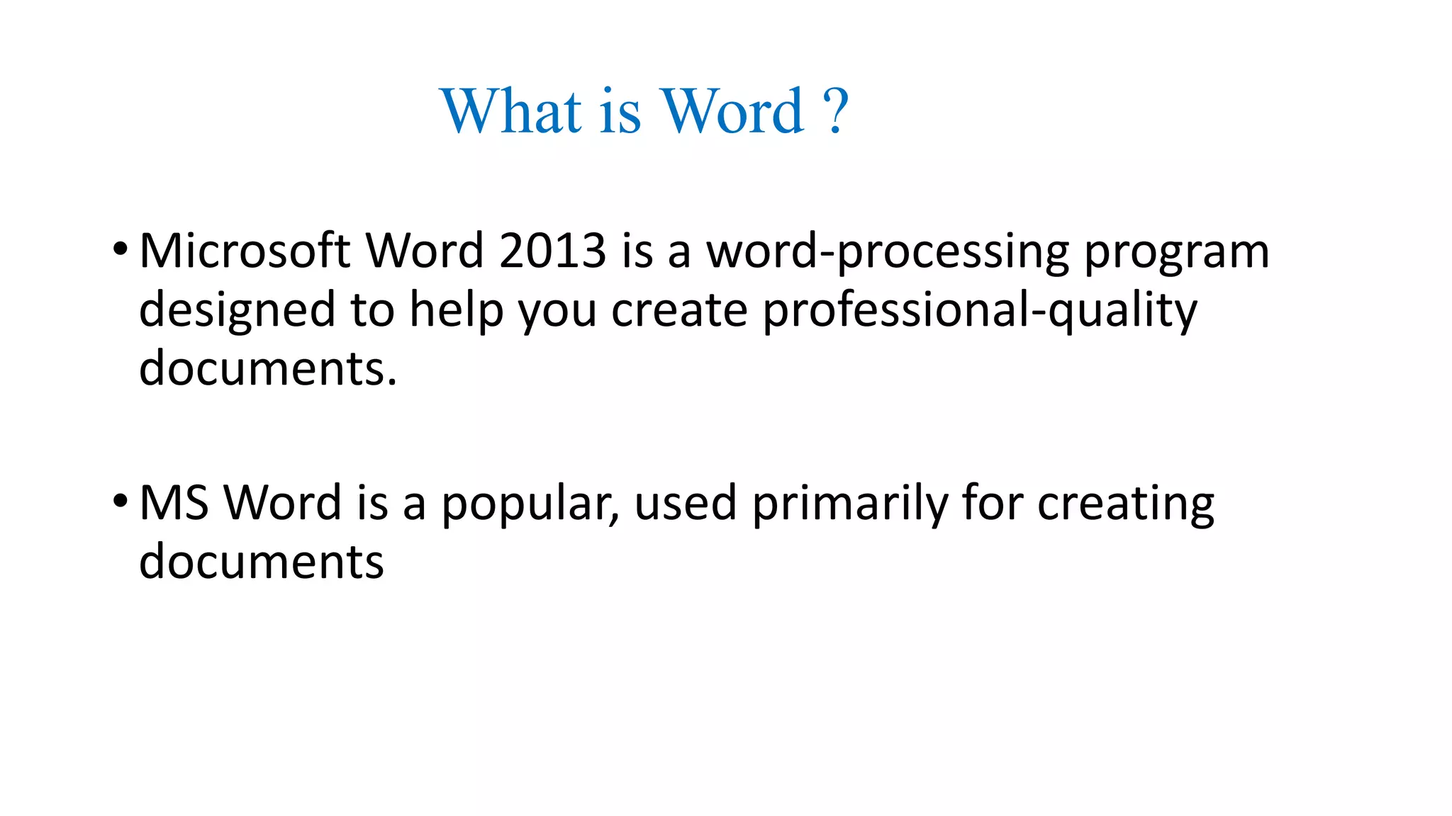 Ms word 2013 Training | PPTX