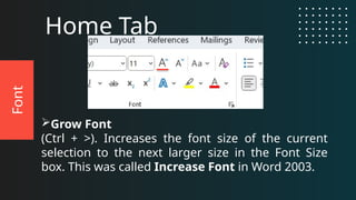 Ms word Home tab and funtions basic ict.pptx