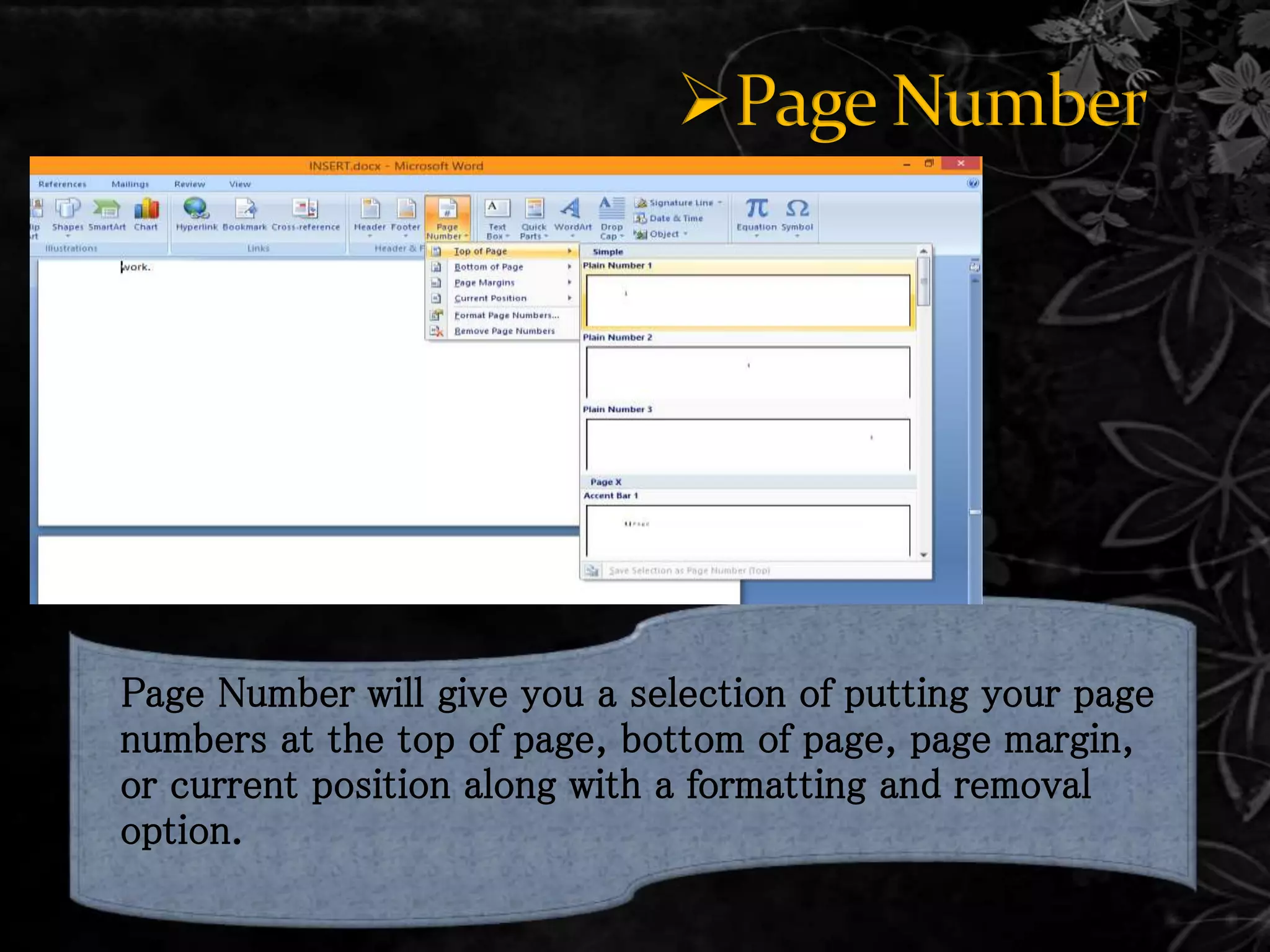 Ms Word (Insert Option) | PPTX