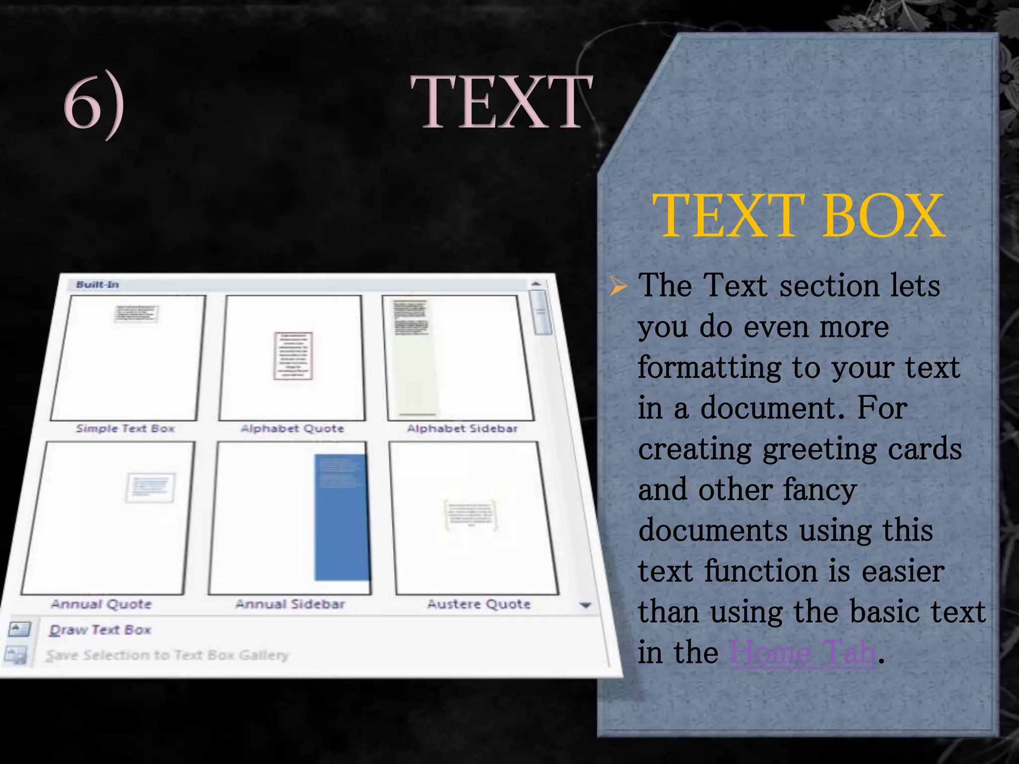 Ms Word (Insert Option) | PPTX