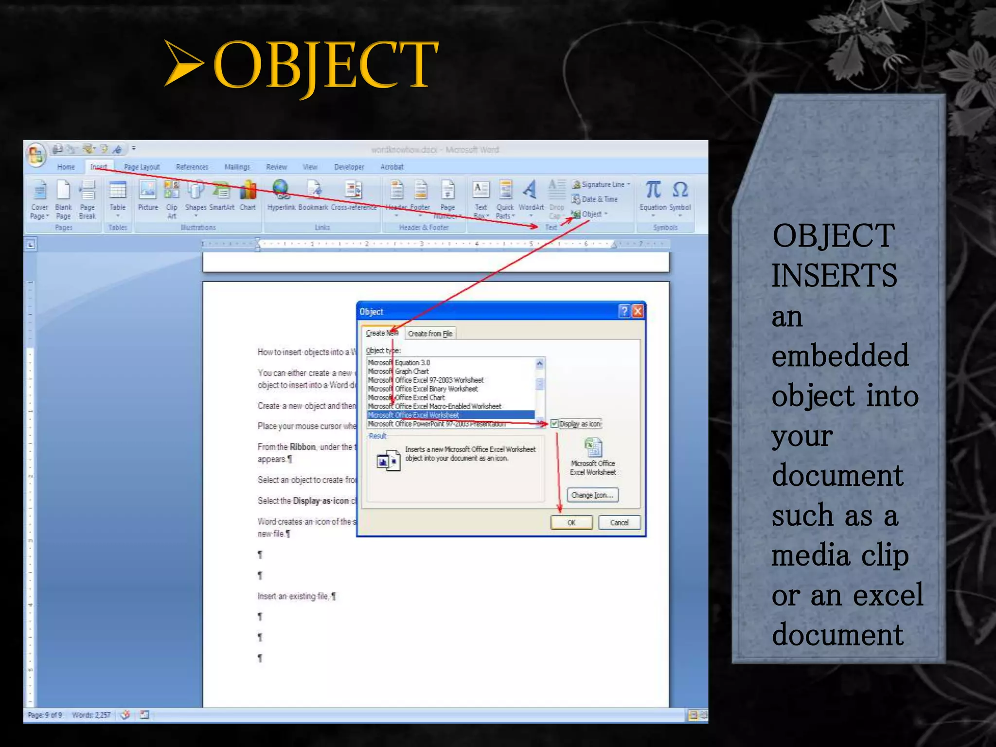 Ms Word (Insert Option) | PPTX