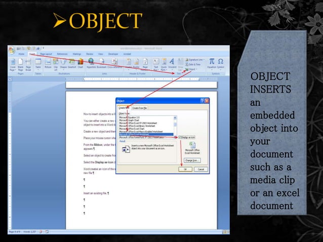 Ms Word (Insert Option) | PPTX | Desktop Publishing | Computer Software and Applications