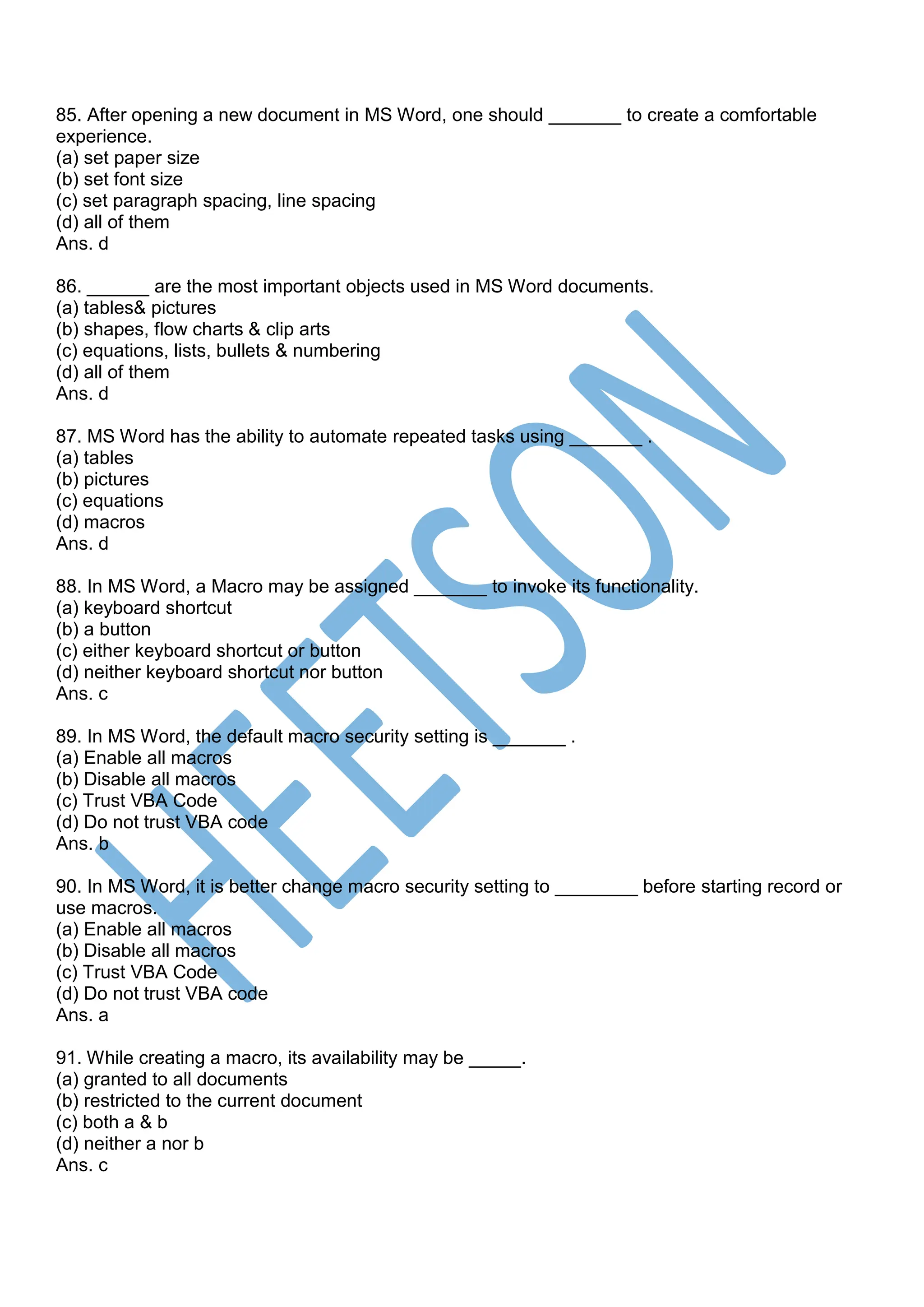 MS Word MCQ (Microsoft Office Related Question) | PDF