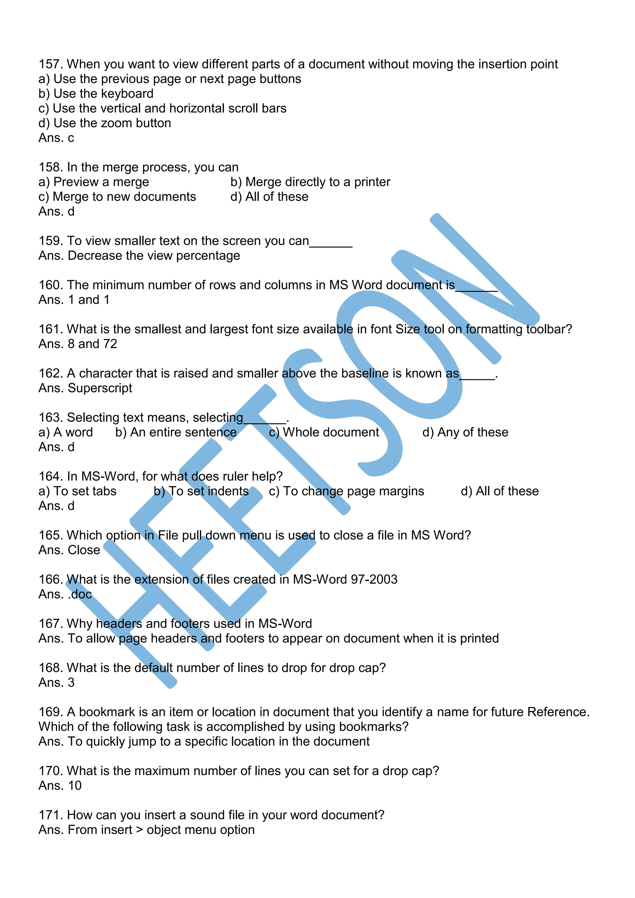 MS Word MCQ (Microsoft Office Related Question) | PDF