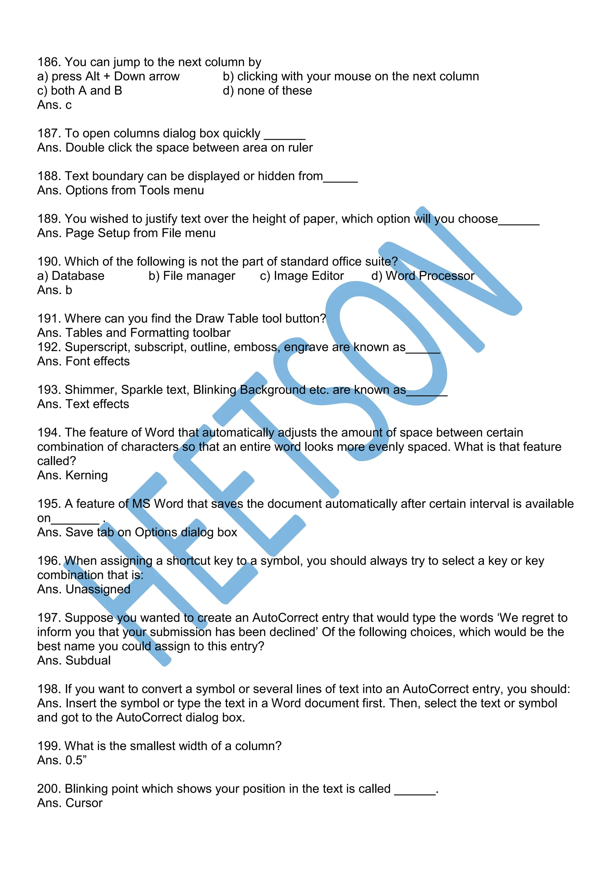 MS Word MCQ (Microsoft Office Related Question) | PDF