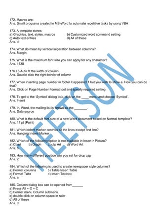 MS Word MCQ (Microsoft Office Related Question) | PDF