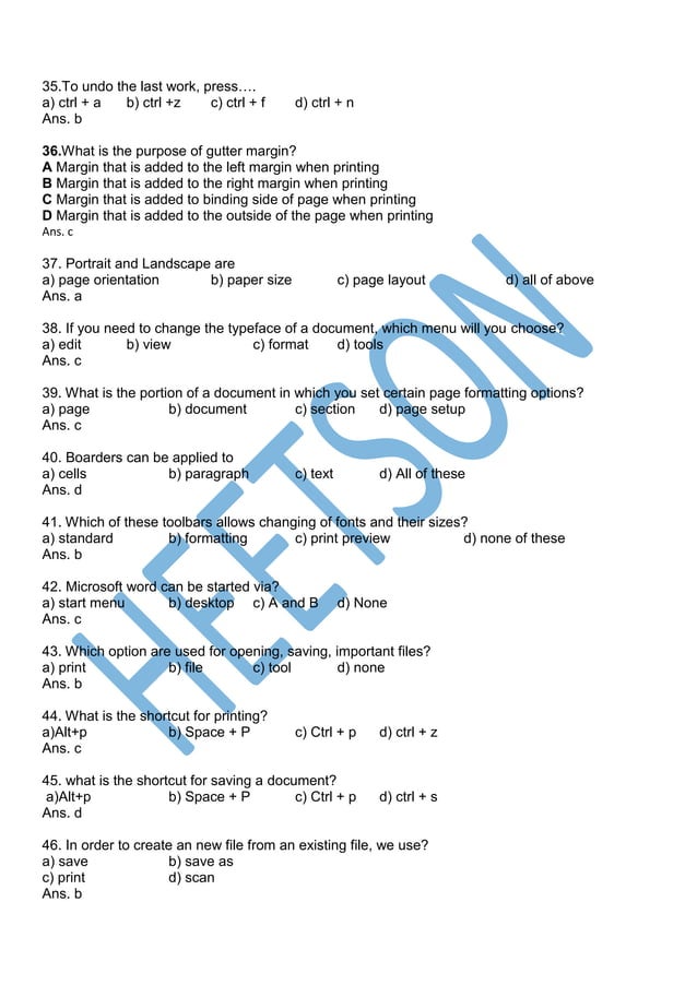 MS Word MCQ (Microsoft Office Related Question) | PDF