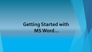MS Word Introduction and Tools. | PPTX