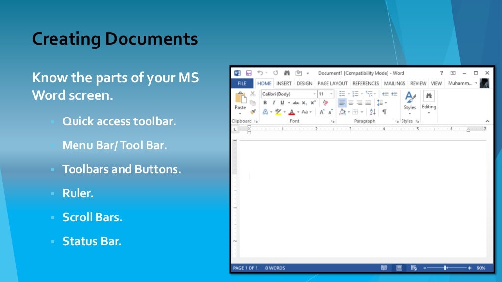 MS Word Introduction and Tools.