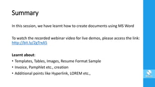 MS Word Primer | PDF