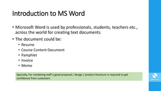 MS Word Primer | PDF | Desktop Publishing | Computer Software and ...