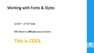 MS Word Primer | PDF