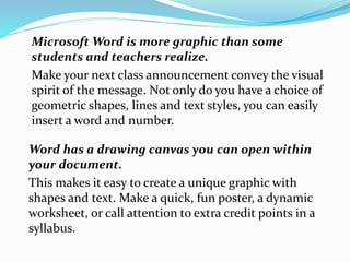 Ms word (report1 on ict math ed) | PPTX | Desktop Publishing | Computer ...
